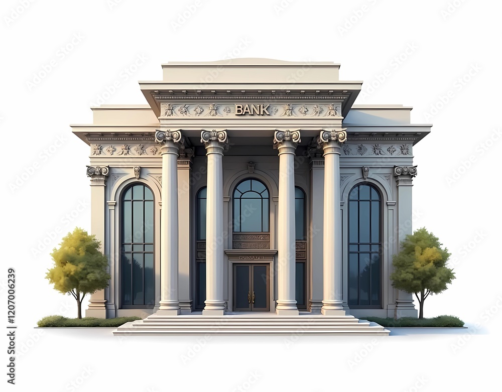 illustration of modern bank building architectural model isolated on ...