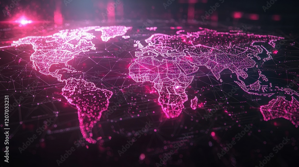 world map Artificial Intelligence and Machine Learning World map with abstract neural network ...