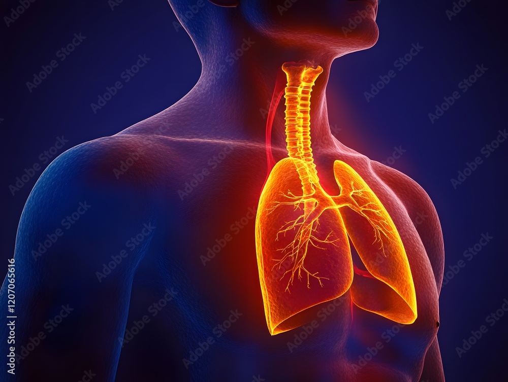 Hyper-Realistic Human Lungs anatomy on scientific background, High ...