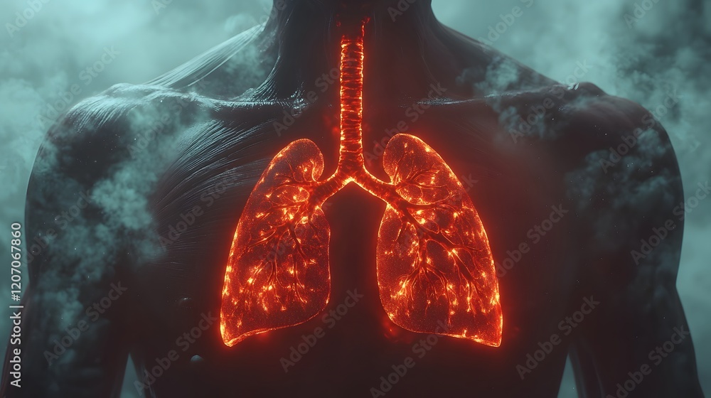 Hyper-Realistic Human Lungs anatomy on scientific background, High ...