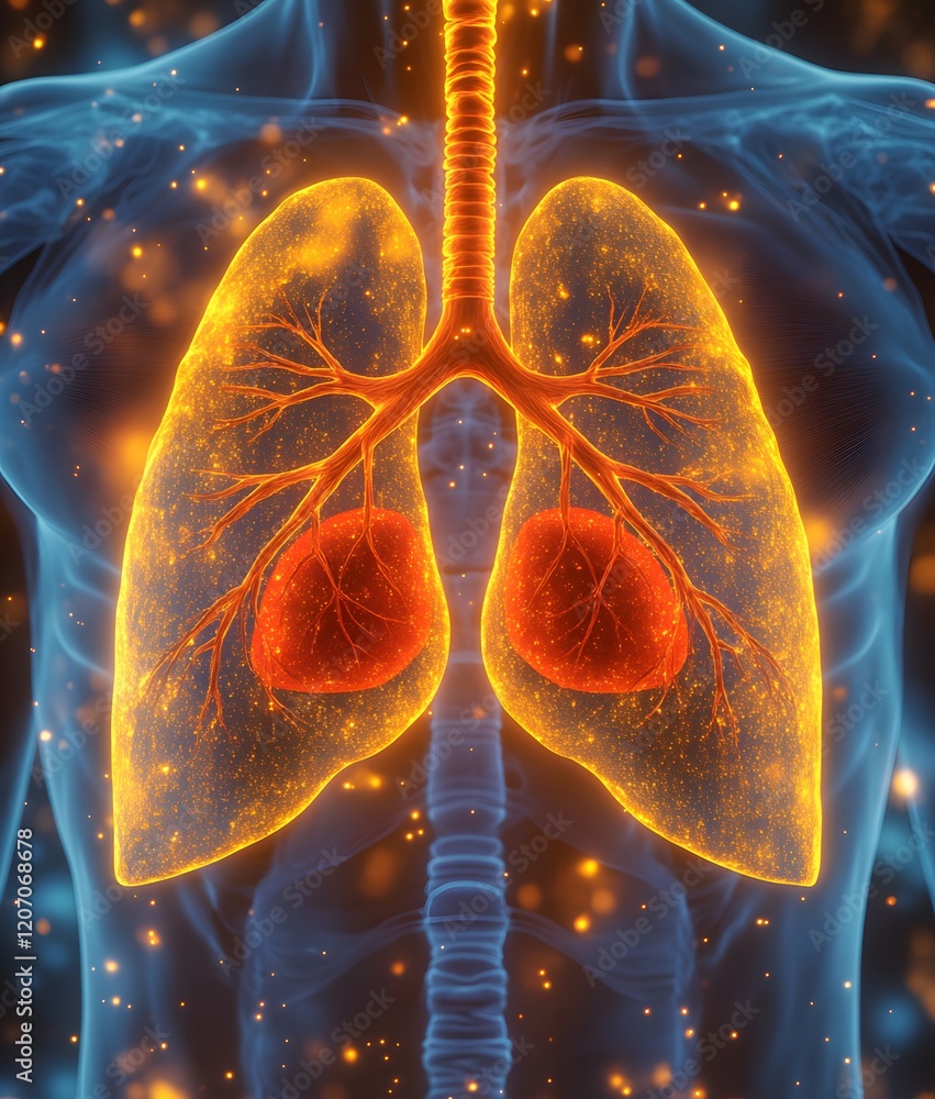 Hyper-Realistic Human Lungs anatomy on scientific background, High ...