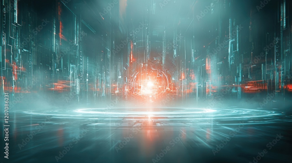 Visualizing cyberattack containment a glowing blue wave illustration ...