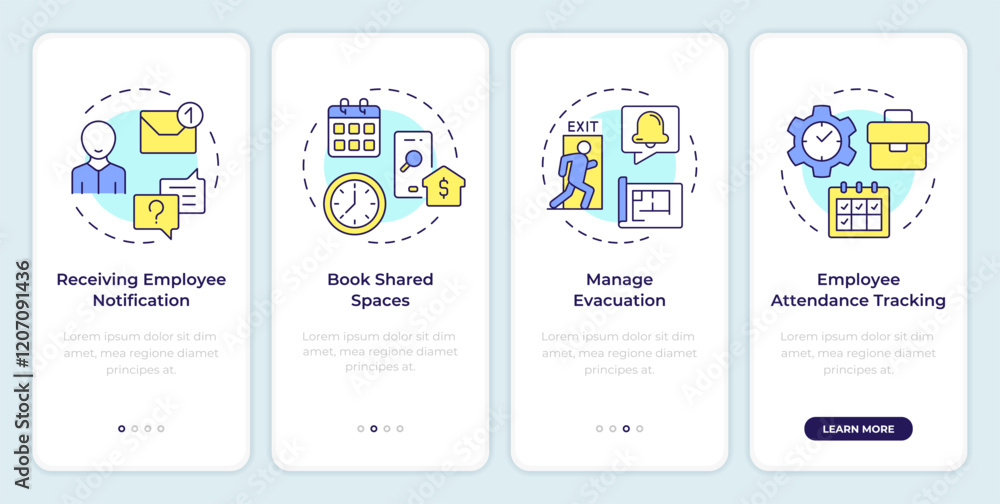 Visitor management system features onboarding mobile app screen ...