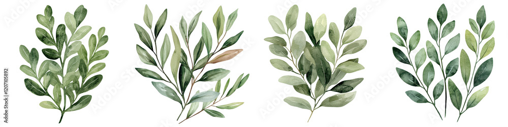 Elegant botanical leaf design elements in various organic shapes sizes ...