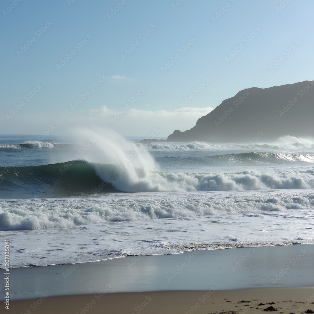 Effet de mouvement intentionnel capturant les vagues s’écrasant sur la ...