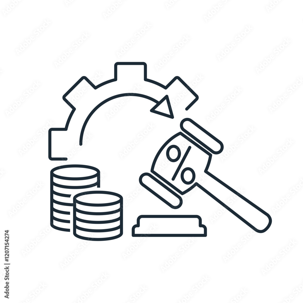 Legal sanction mechanism. Imposition of a fine. Penalty. Vector linear ...