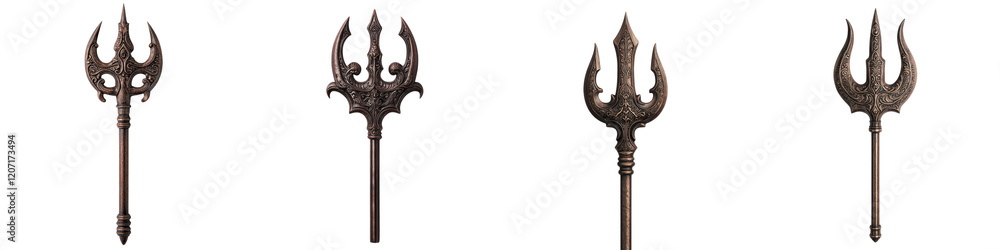 Ornate Medieval Trident Weapon Symbol of Regal Power and Mythical Magic ...
