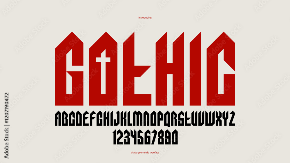 Sharp and bold vector display condensed font for logos, gothic or heavy ...