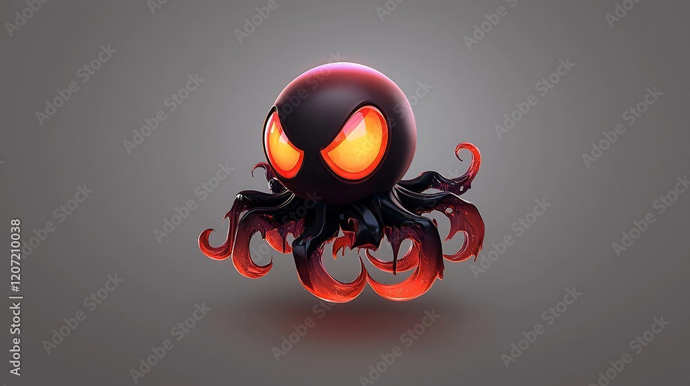 Angry octopus monster digital art, floating, dark background, game ...