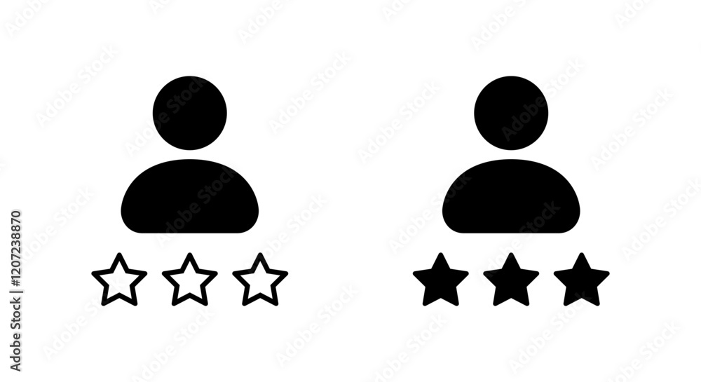Rating person icon. Default avatar with three star sign symbol Stock ...