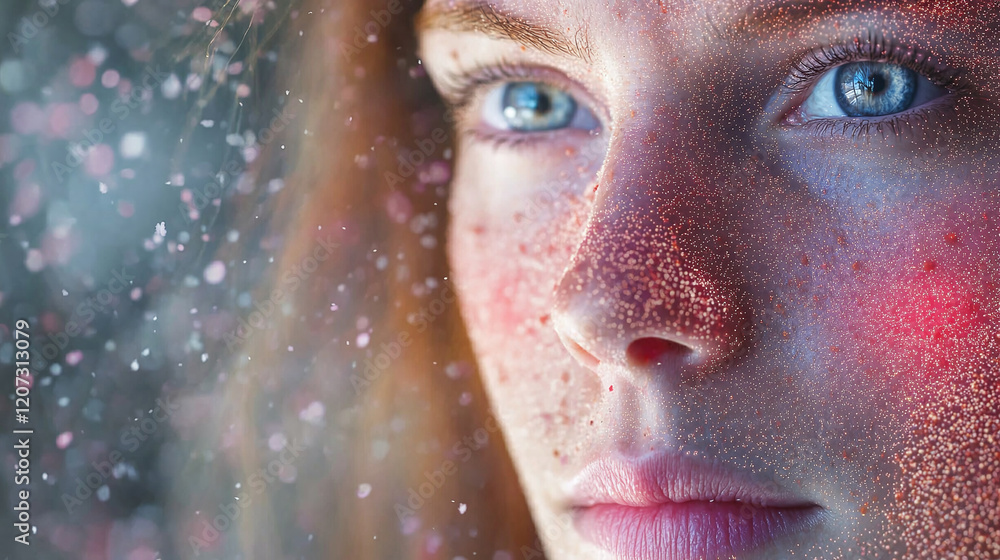 Irritated skin patches from floating pollen particles during allergy ...
