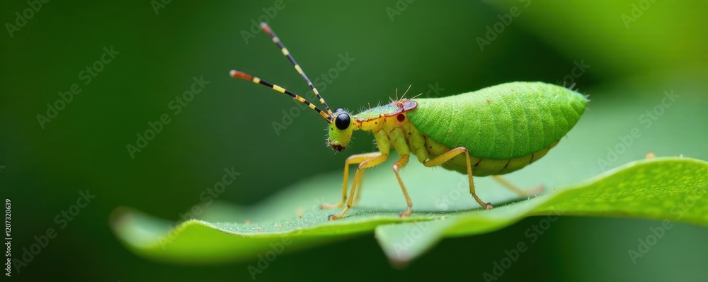 Nymph of sickle on Lunaria annua with phaneroptera falcata antennae ...