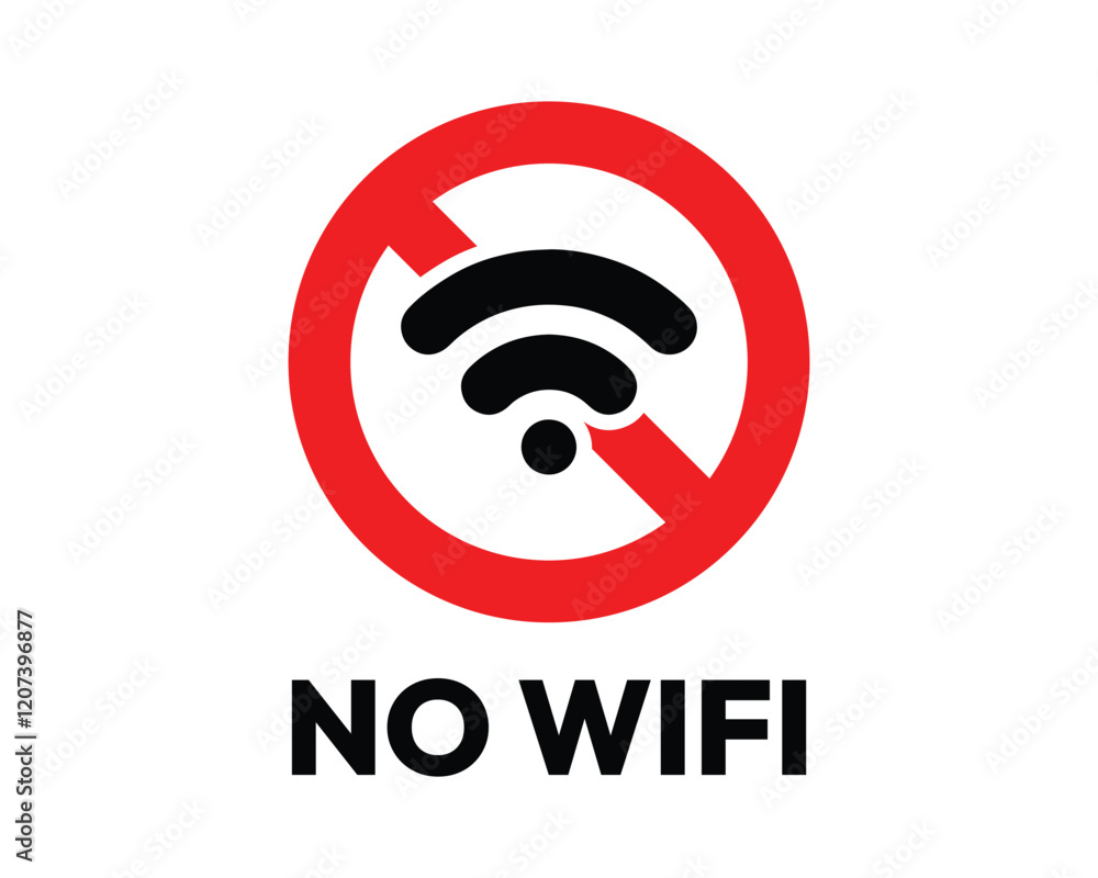 No WiFi Sign, High-Quality Vector Image Indicating No Wireless Internet ...