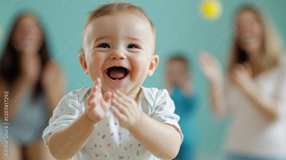 Applaud, A joyful baby clapping hands for the first time, captured in ...