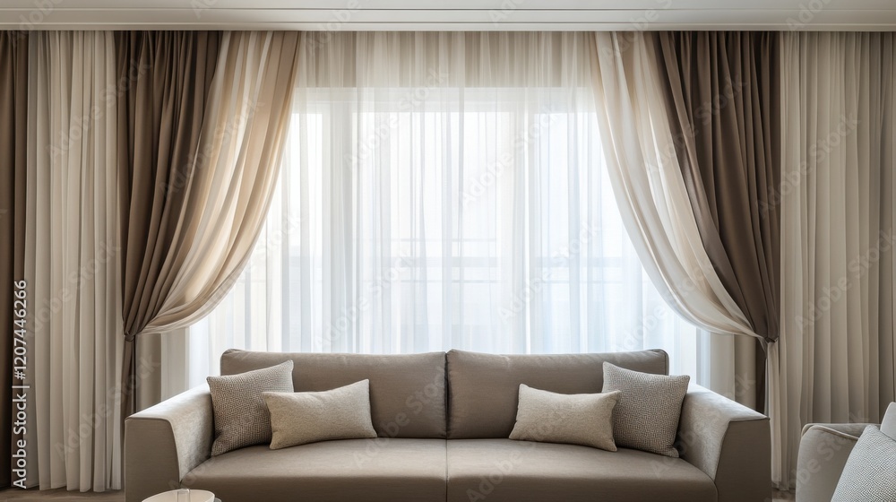 Classic curtain designs with dual layers, combining sheer and opaque ...
