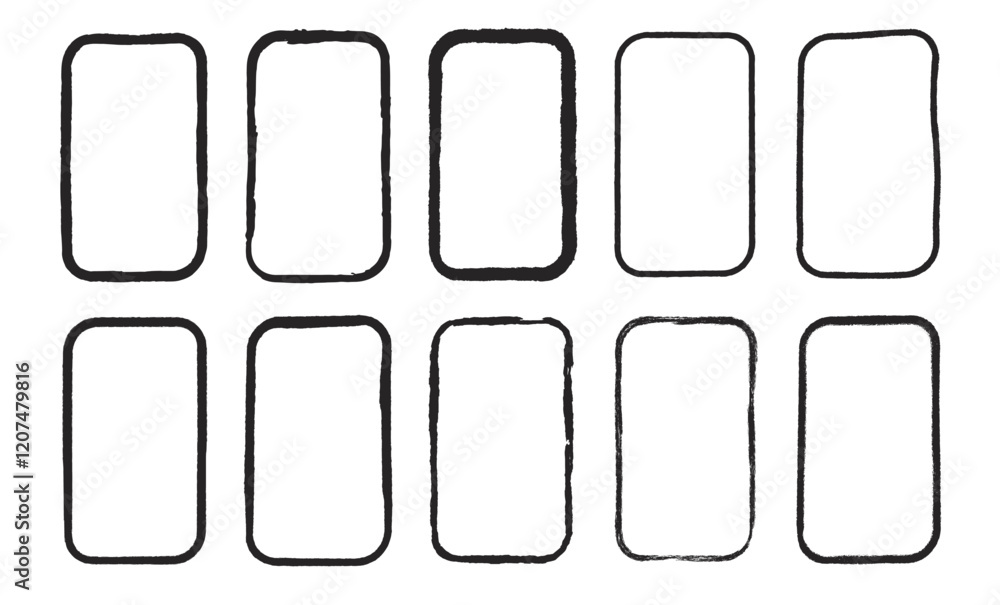 Grunge rectangles with round edges set. Box border square shapes modern ...