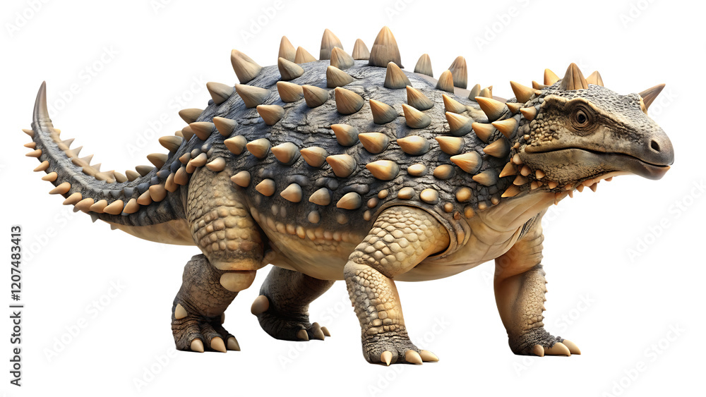 Realistic Armored Ankylosaurus Dinosaur Illustration isolated on white ...