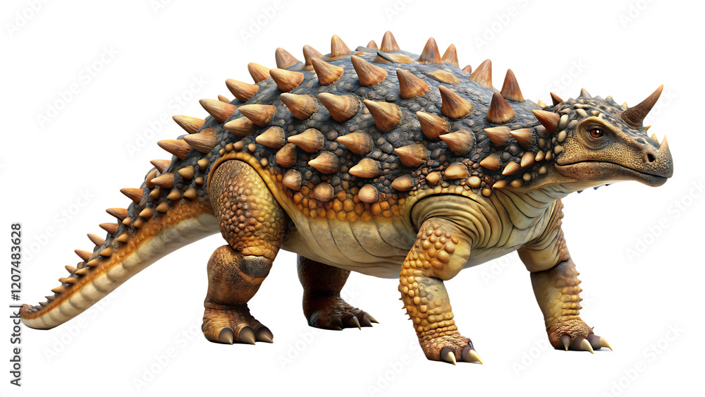 Realistic Armored Ankylosaurus Dinosaur Illustration isolated on white ...