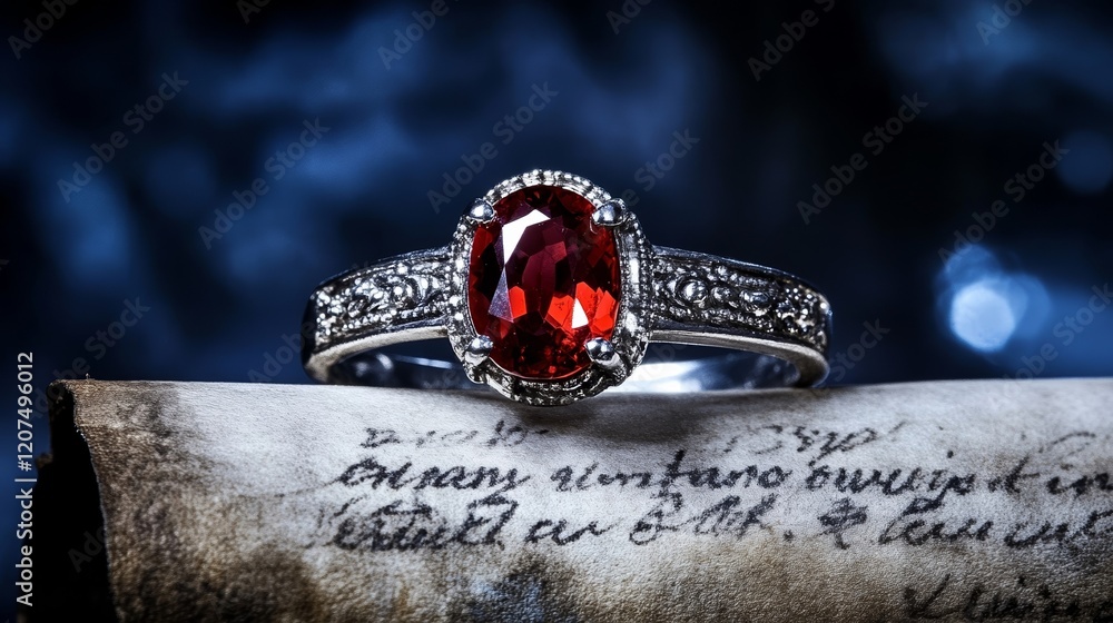 Ornate antique ruby ring with a deep crimson center stone displayed on ...