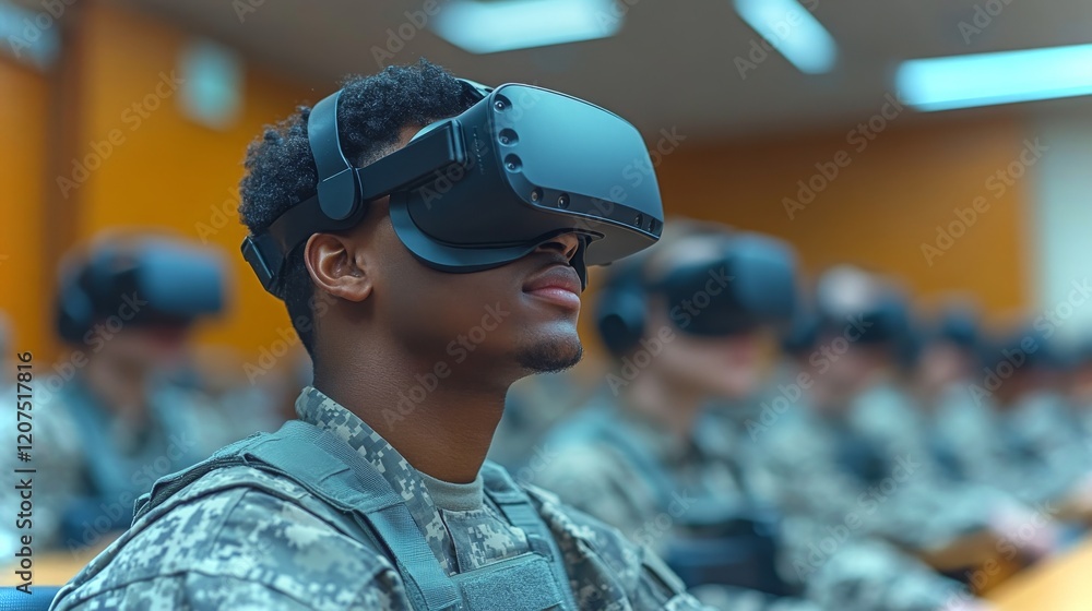 Veteran engages with virtual reality technology in a classroom setting ...