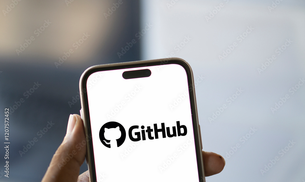 Dhaka, Bangladesh- 20 Jan 2025: github logo is displayed on smartphone ...