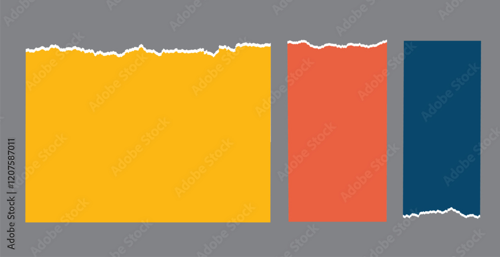 realistic ripped paper edge colorful Torn sheets of paper. Torn paper ...