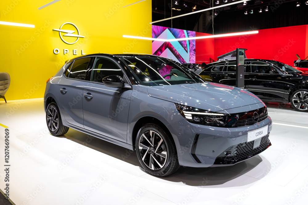 Opel Corsa (2025) hybrid car at the Brussels Motor Show. Brussels ...