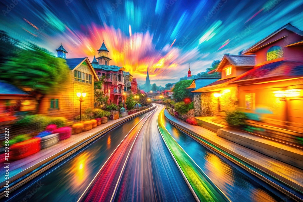 Stunning 4K animated cartoon background; long exposure creates vibrant ...