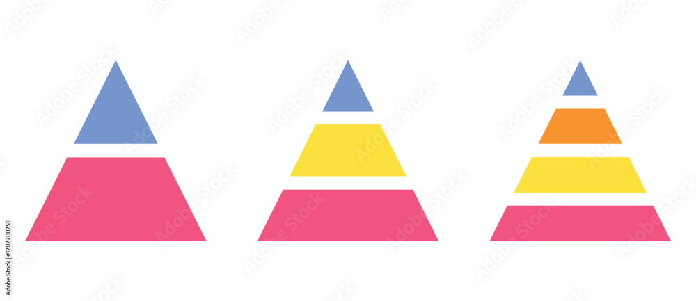Levels of triangular pyramid. Maslow layer diagram. level infographic. Half triangle pyramid ...
