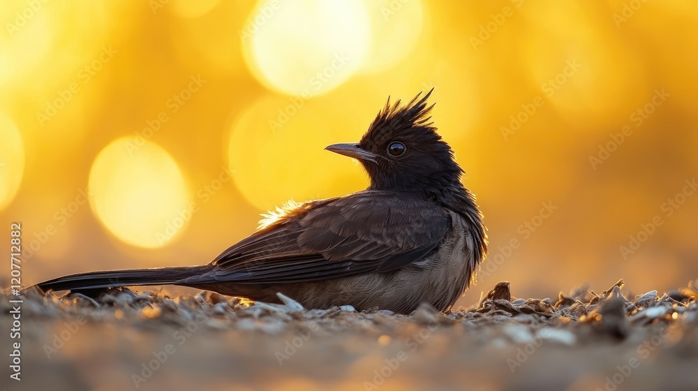 Indian Red-vented Bulbul basking in the warm glow of sunset showcasing ...