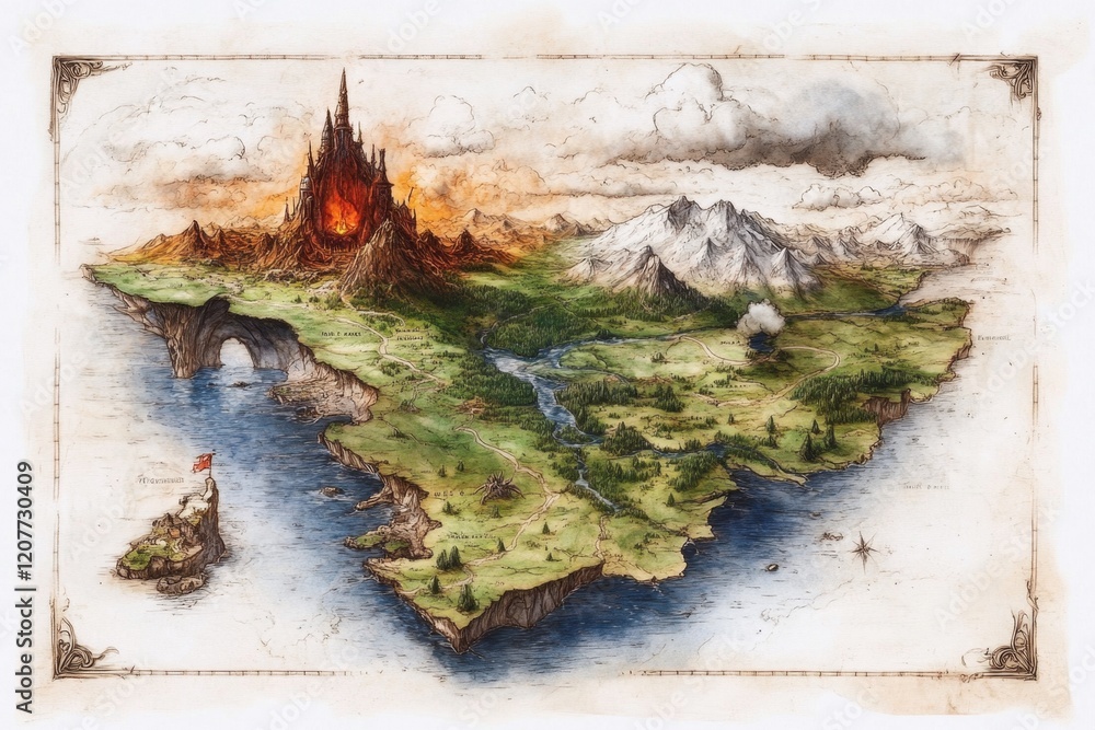 A fantasy-inspired map of Wyoming with mythical creatures, enchanted ...