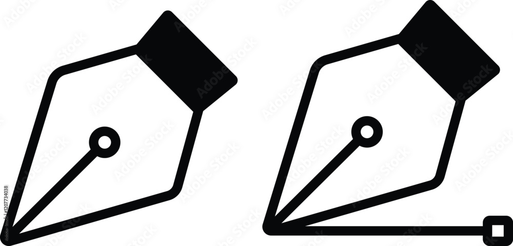 Pen tool icon set, curve bezier cursor symbol equipment, drawing app interface element button ...