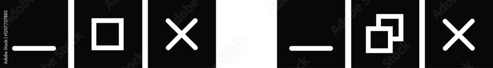 Maximize and minimize icon set buttons isolated on transparent ...