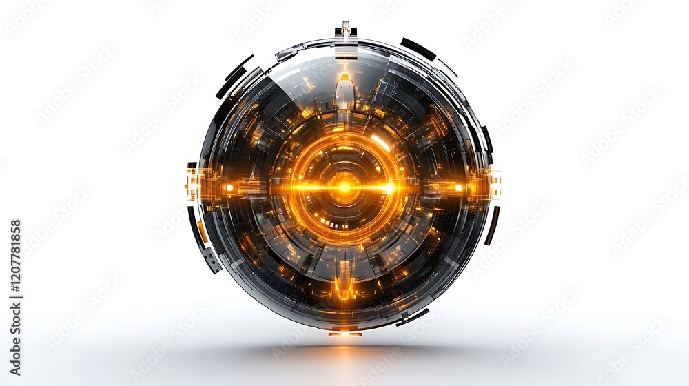 Futuristic Energy Generator with Bright Glow and Transparent Structure ...