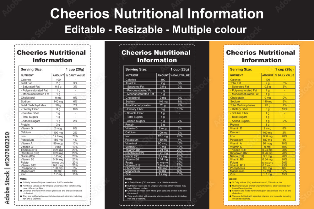 Vektor cheerios nutritional information, cheerios nutrition info ...