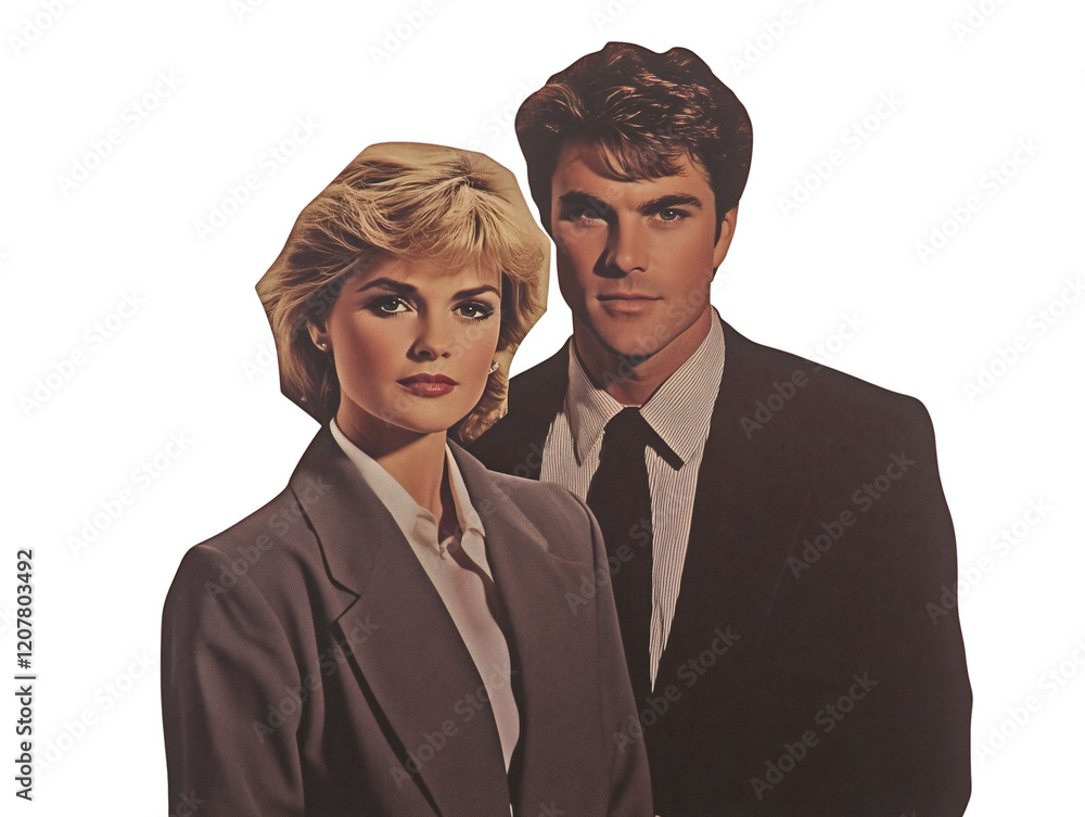 Elegant 80s Couple in Business Attire: Classic Vintage Style Portrait ...