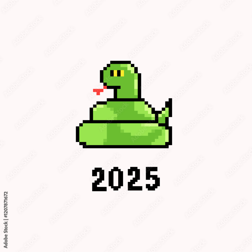 Coiled green Snake. Cute funny character. Symbol of the new year 2025 ...