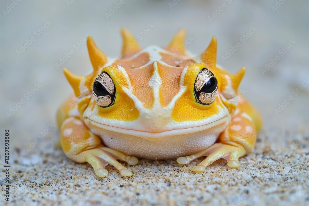 Cute baby Amazonian Horned Frog in the nature, Fat Yellow horned frog ...