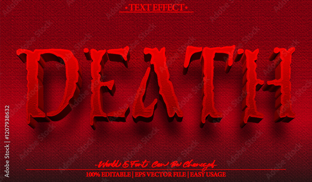 Death Vector Text Effect Editable Alphabet Red Horror Die Dead End ...