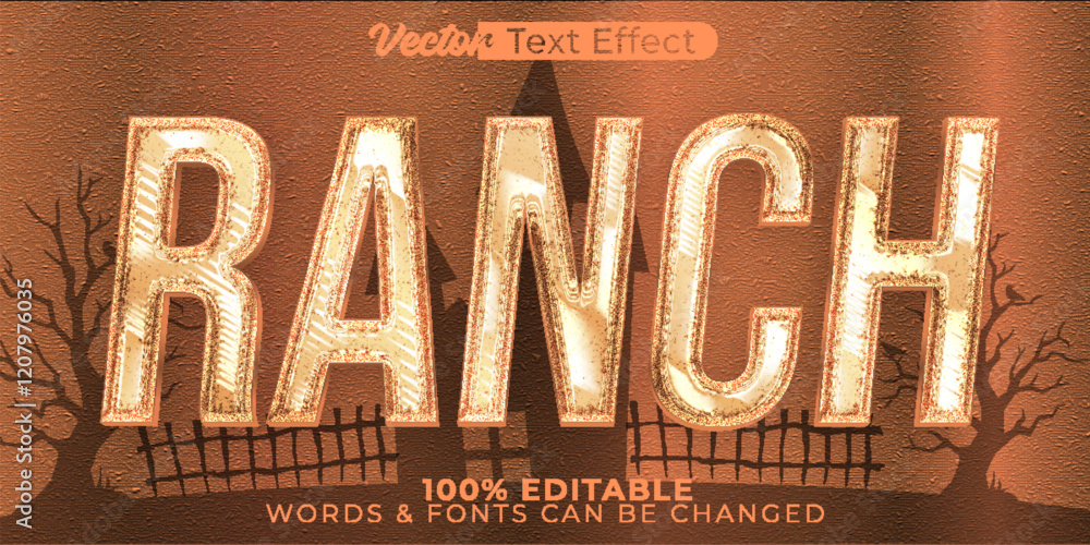 Ranch Vector Text Effect Editable Alphabet Farmer Farmland Stock Vector ...