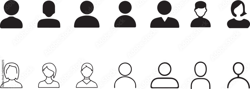 User icon vector set. Profile and people silhouette collection. avatar icons vector art. Stock ...