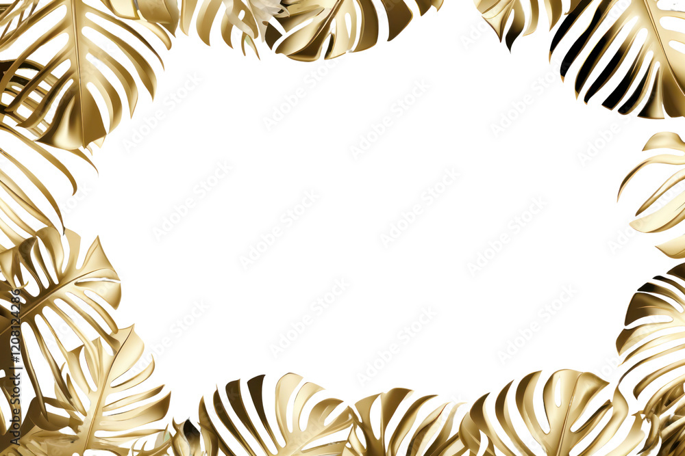 PNG Gold monstera leaves frame backgrounds white background accessories ...