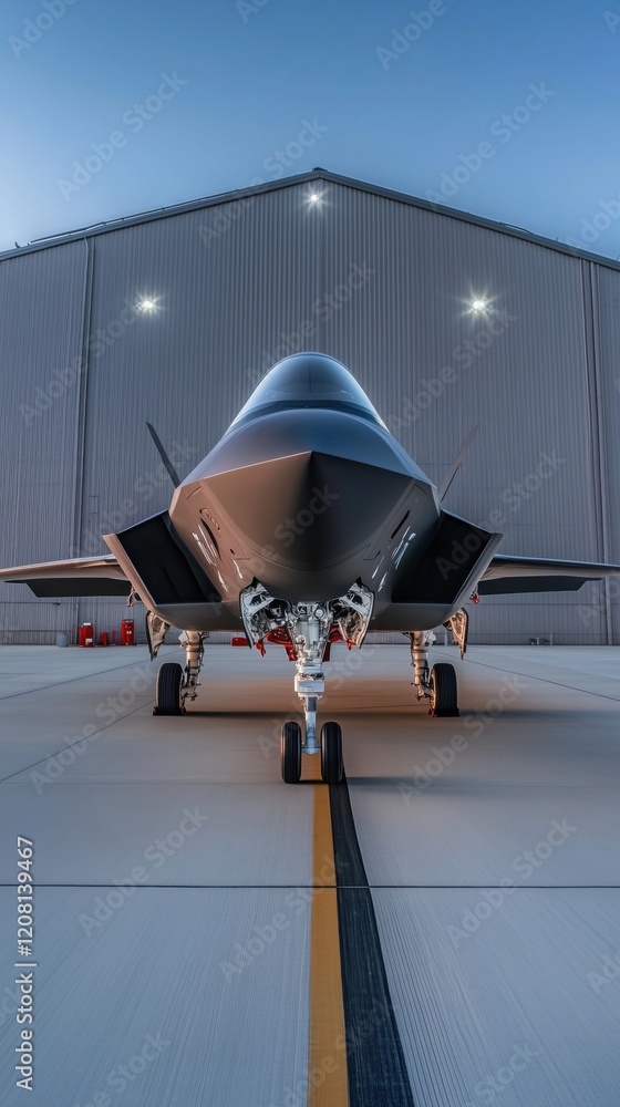 F-35 Lightning II Stealth Fighter Jet Front View at Hangar with Modern ...