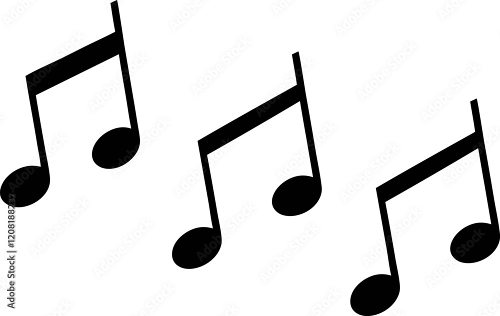 music notes icon, musical notes symbol, musical key sign vector art ...