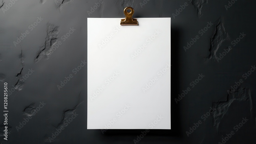 A4 Paper Mockup Hanging on Wall, Dark stone wall backdrop A4 paper with ...