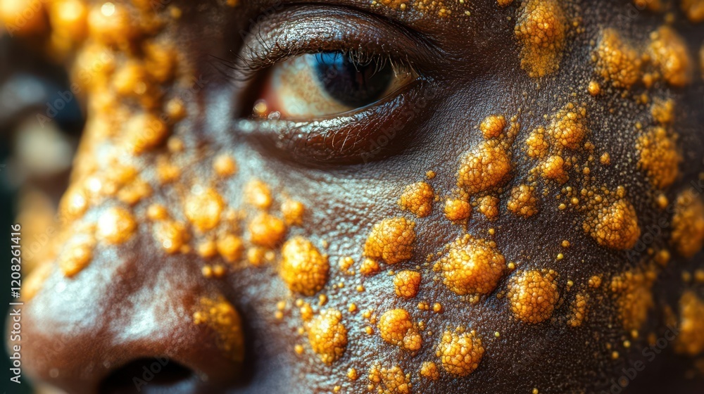 clinical closeup of characteristic monkeypox lesions on dark skin ...