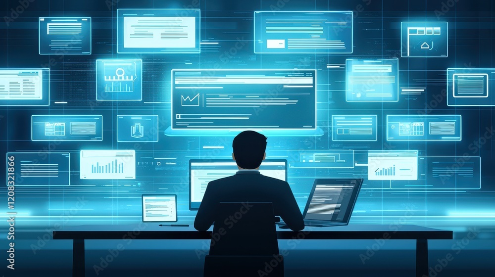 Tax Advisor Working on Submission Planning in Modern Office Digital ...