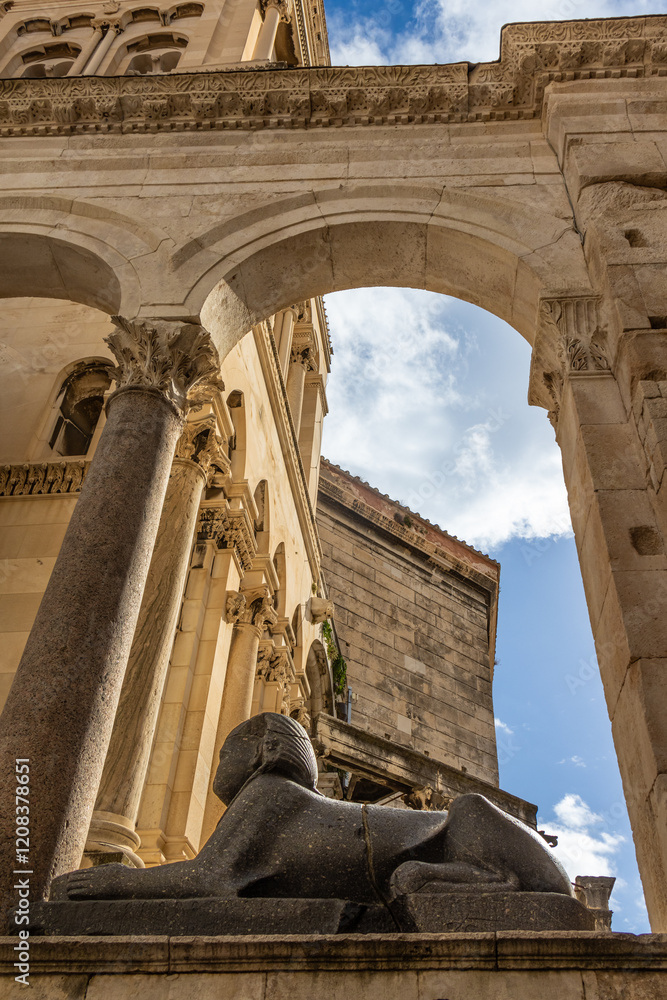 Egyptian sphinx in the peristyle square of the former Diocletian's ...