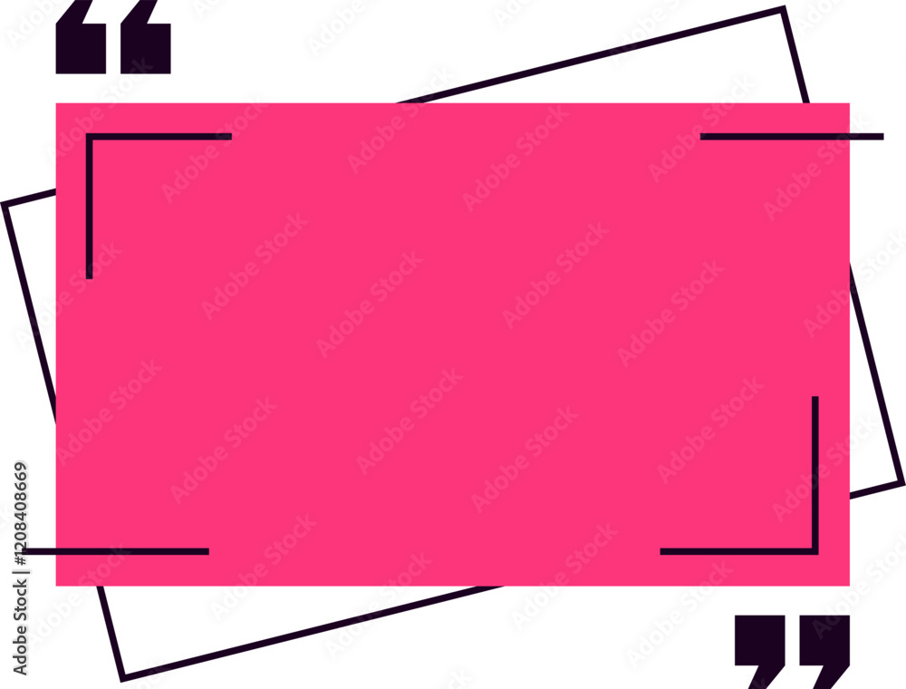 Pink quote box with black lines and quotation marks framing empty space ...