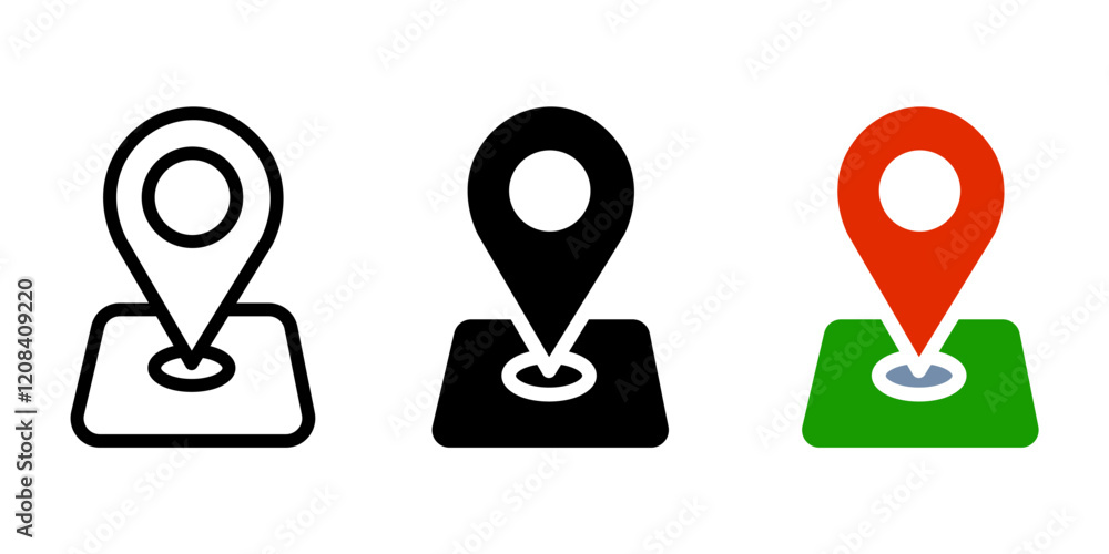 Map pin color icon. Direction pointer sign. Location symbol. Road ...